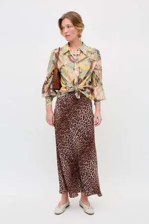 Rixo Kelly Leopard Skirt - Brown