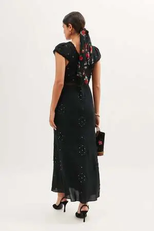 Rixo Iggy Rose Trail Embroidered Dress
