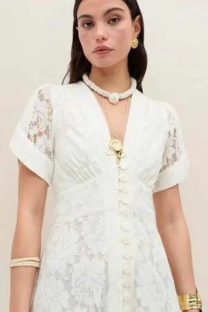 Rixo Novara Midi Dress - Ivory