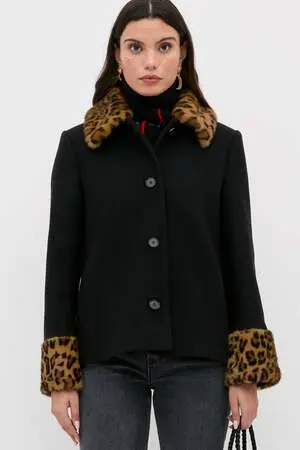 Rixo Leopard Print Jacket - Black