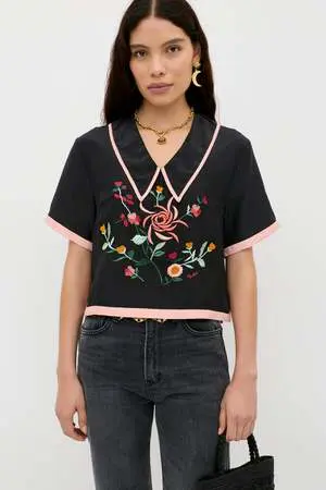 Rixo Nicolina Frida Embroidery Regular - Black