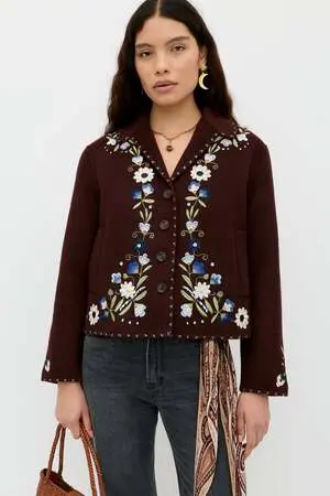 Rixo Jude Bliss Embroidery Regular - Brown
