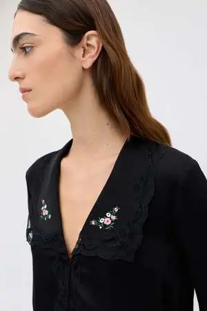Rixo Nienna Peonies Embroidery Regular