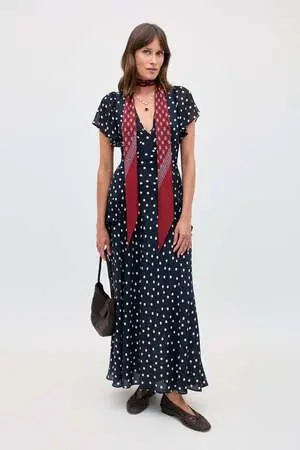 Rixo Evie Bohemia Spot Dress - Navy