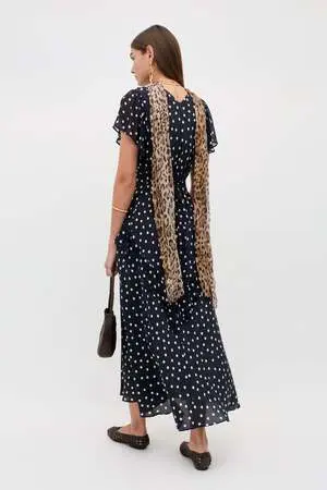 Rixo Evie Bohemia Spot Dress - Navy