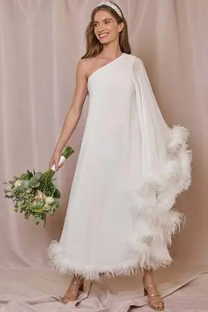 Rixo Liza Feathers Feathered Silk Dress Regular - Ivory