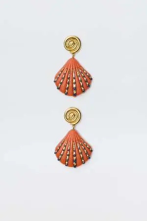 Rixo Daphne Drop Earrings - Orange