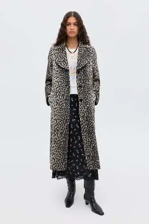 Rixo Rosemary Antelope Spot Jacquard Black Cotton Midi Outerwear Regular - Brown