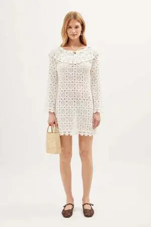 Rixo Envalira Crochet Mini Dress
