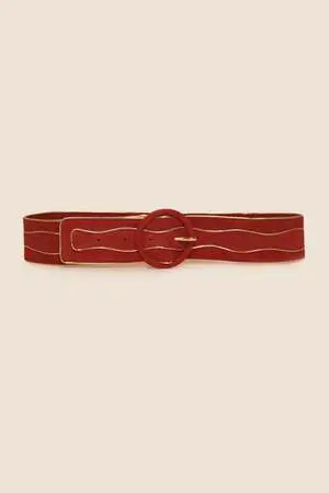 Rixo Catalina Red Suede Leather Belt Regular - One-color