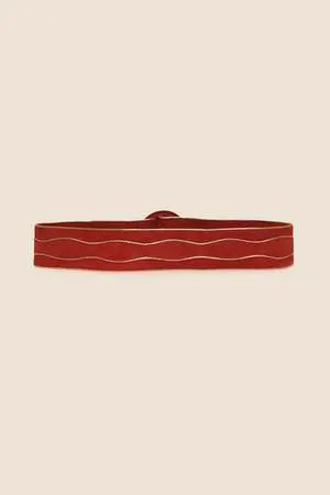Rixo Catalina Red Suede Leather Belt Regular
