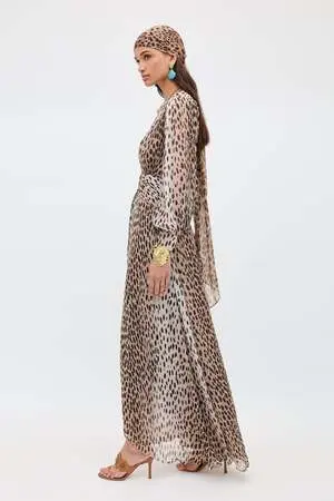 Rixo Meera Antelope Spot Viscose Midi Dress - Brown
