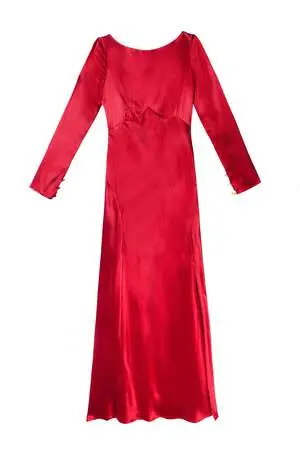 Rixo Devina Crimson Viscose Midi Dress Regular