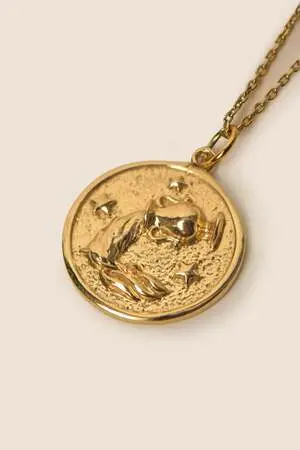 Rixo Zodiac Aquarius Necklace - Gold