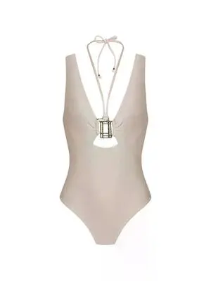 AMIR SLAMA Cutout Ring One-piece Swimsuit - Neutrals