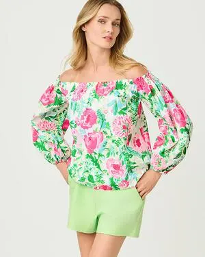 LILLY PULITZER Siloe Off-the-shoulder Top - Multi Poppy Party