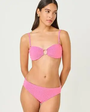 LILLY PULITZER Betie Bikini Bottom - Cherry Blossom Pink Seersucker Stripe