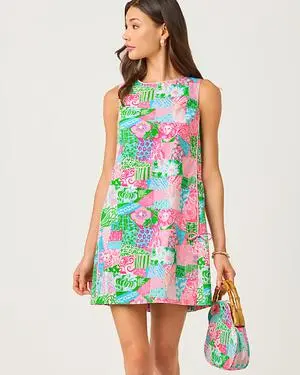 LILLY PULITZER Ettie Stretch Shift Dress - Multi Crazy Quilt