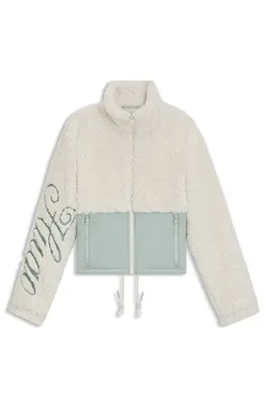 Hugo Teddy Jacket With Embroidered Logo And Colour-blocking - White