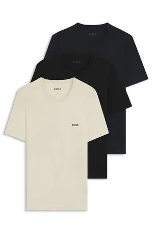 BOSS Three-pack Of Cotton T-shirts With Logo Embroidery - Patterned