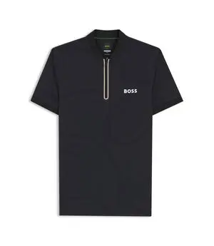 BOSS Bodymapping-jersey Slim-fit Polo Shirt With Zip Neck - Black