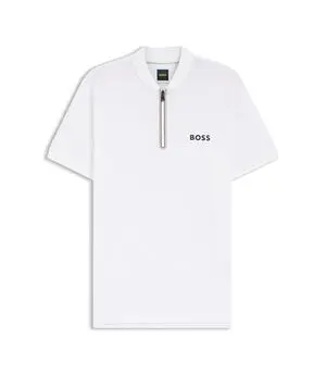 BOSS Bodymapping-jersey Slim-fit Polo Shirt With Zip Neck - White