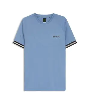 BOSS Active Slim-fit T-shirt With Tennis-ball Eming - Light Blue