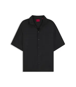 Hugo Oversized-fit Shirt With Jacquard Pattern - Black