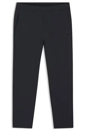 BOSS Zip-frame Tracksuit Bottoms In Waffle Fabric - Dark Blue