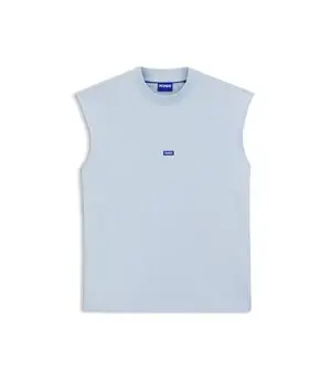 Hugo Sleeveless Cotton T-shirt With Logo Patch - Light Blue