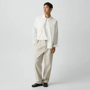 Theory Relaxed Pleat Pant In Moonsoft Cotton - Silver Cloud