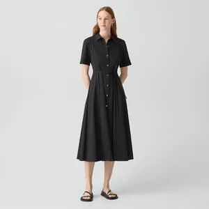 Theory Belted Shirt Dress - Black