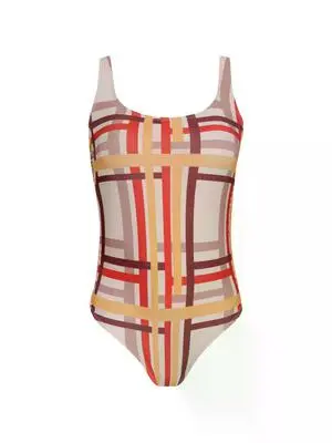 AMIR SLAMA Checked Swimsuit - Neutrals