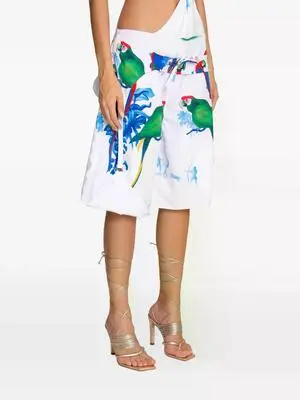 AMIR SLAMA Drawstring Parrot Print Shorts