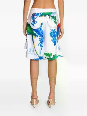 AMIR SLAMA Drawstring Parrot Print Shorts