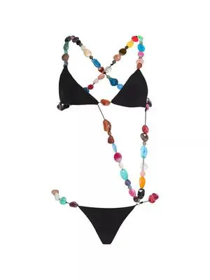 AMIR SLAMA Beaded Swimsuit - Black