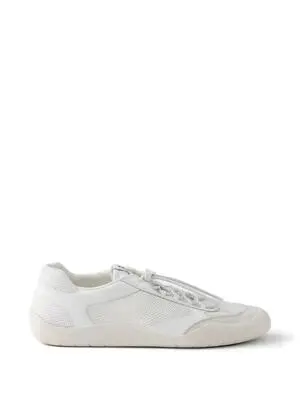 Prada Speedrock Patent Leather And Mesh Fabric Sneakers - White