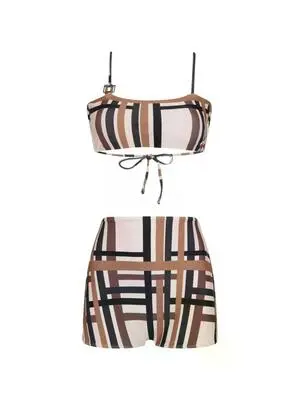 AMIR SLAMA Checked-print Bikini - Neutrals