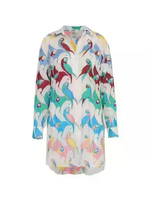 AMIR SLAMA Parrot-print Cover-up - White
