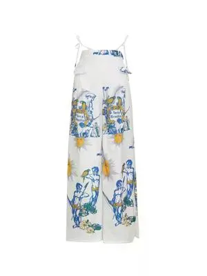 AMIR SLAMA Tie-straps Graphic-print Trousers - White