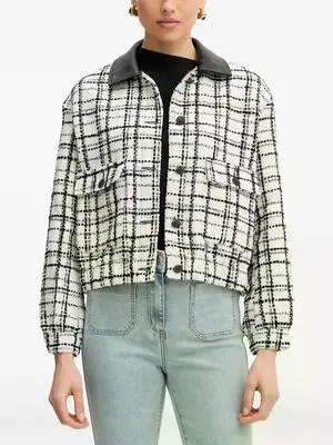 MORGAN Checked-pattern Buttoned Jacket - White