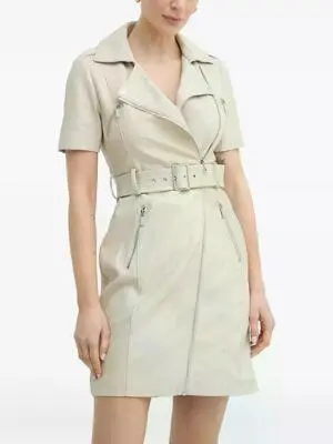 MORGAN Belted Mini Dress - Neutrals