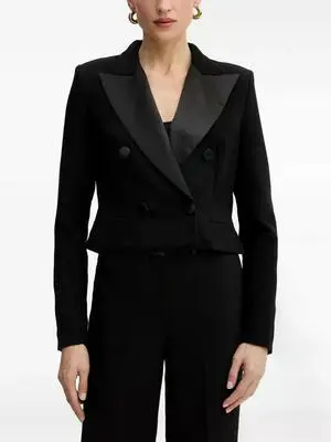 MORGAN Double-breasted Cropped Blazer - Black