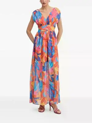 MORGAN V-neck Floral-print Maxi Dress - Orange