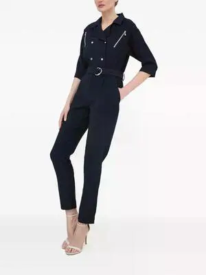 MORGAN Double-breasted Belted Jumpsuit - Blue