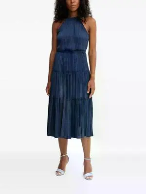 MORGAN Pleated Tiered Midi Dress - Blue