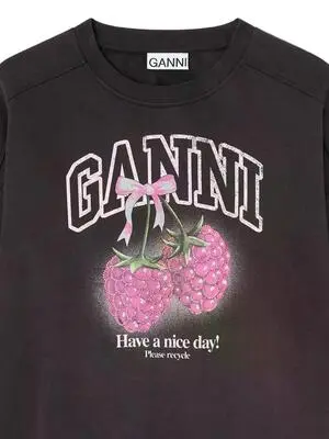 GANNI Raspberry-print Sweatshirt