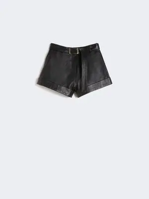 Max Mara Leather Bermuda Shorts - Black