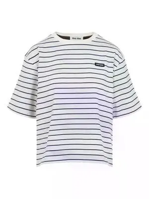 Miu Miu Striped Logo T-shirt - White