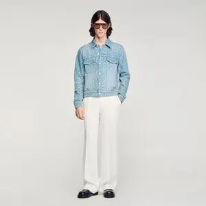 Sandro Square Cross Denim Jacket